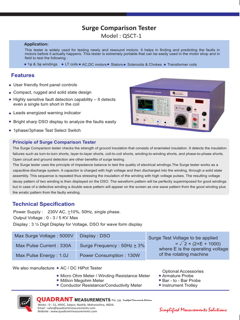 Surge Comparison Tester QSCT 1 | PDF