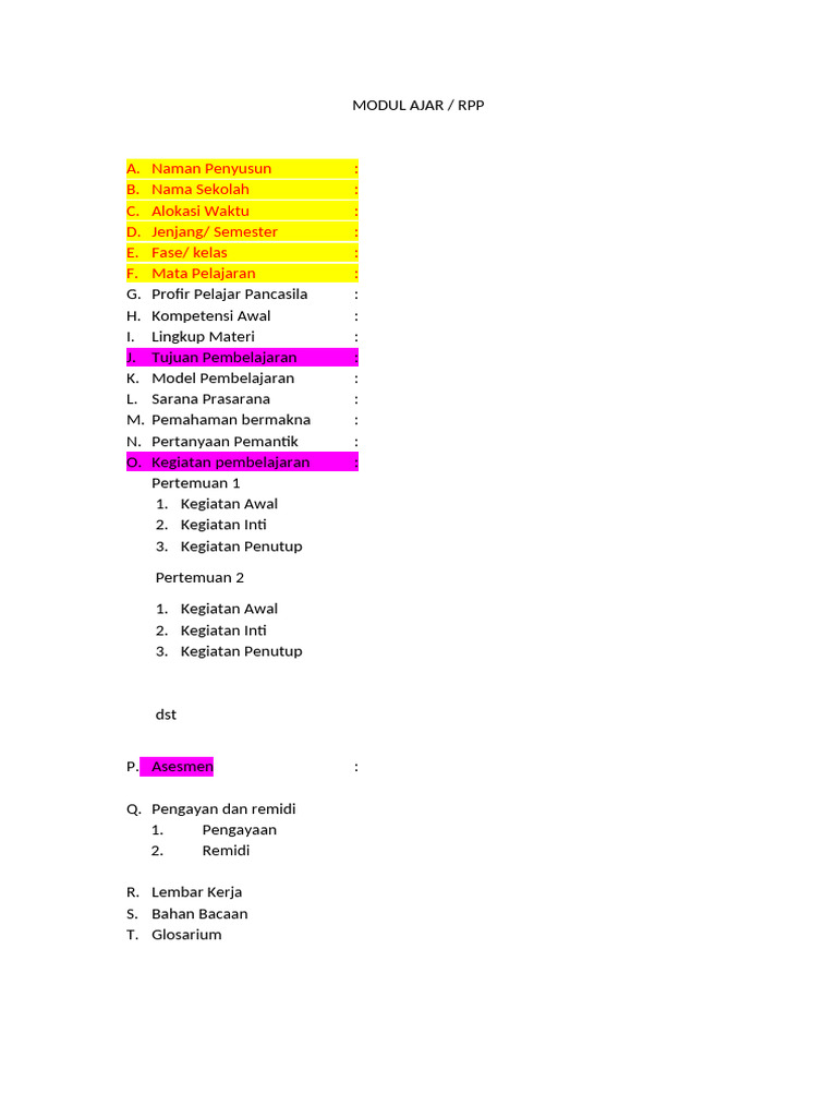 Format Modul Ajar | PDF