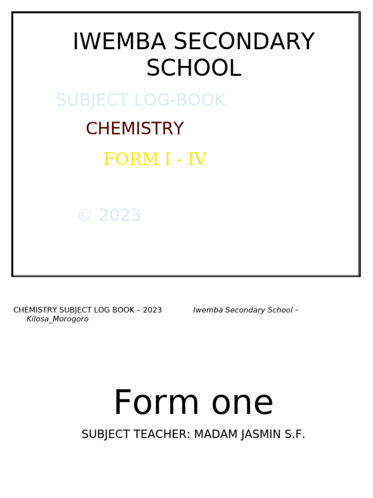 CHE_SUBJECT LOG BOOK-1 | PDF