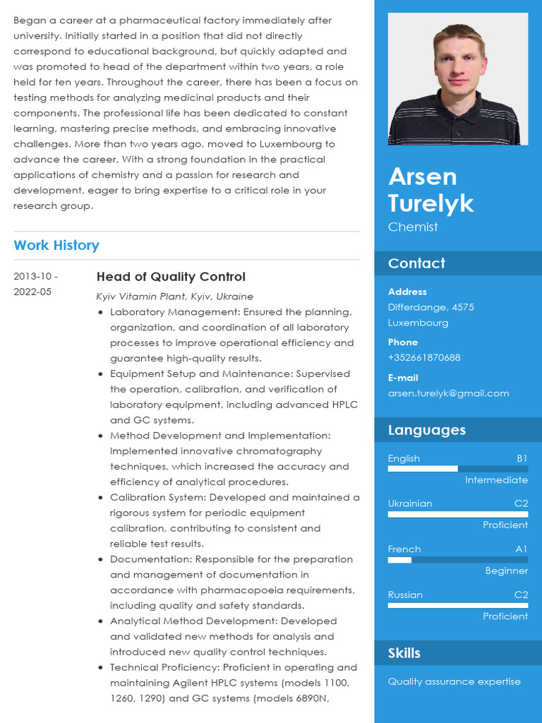 Arsen Turelyk Chemist Cv Pdf 