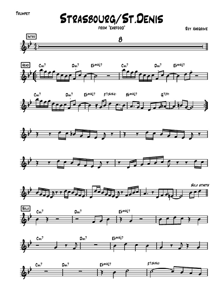 Strasbourg/St - Denis - Roy Hargrov Solo (BB) | PDF