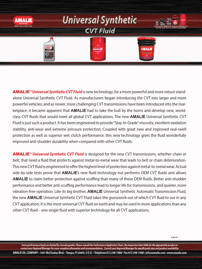 Amalie CVT Fluid | PDF