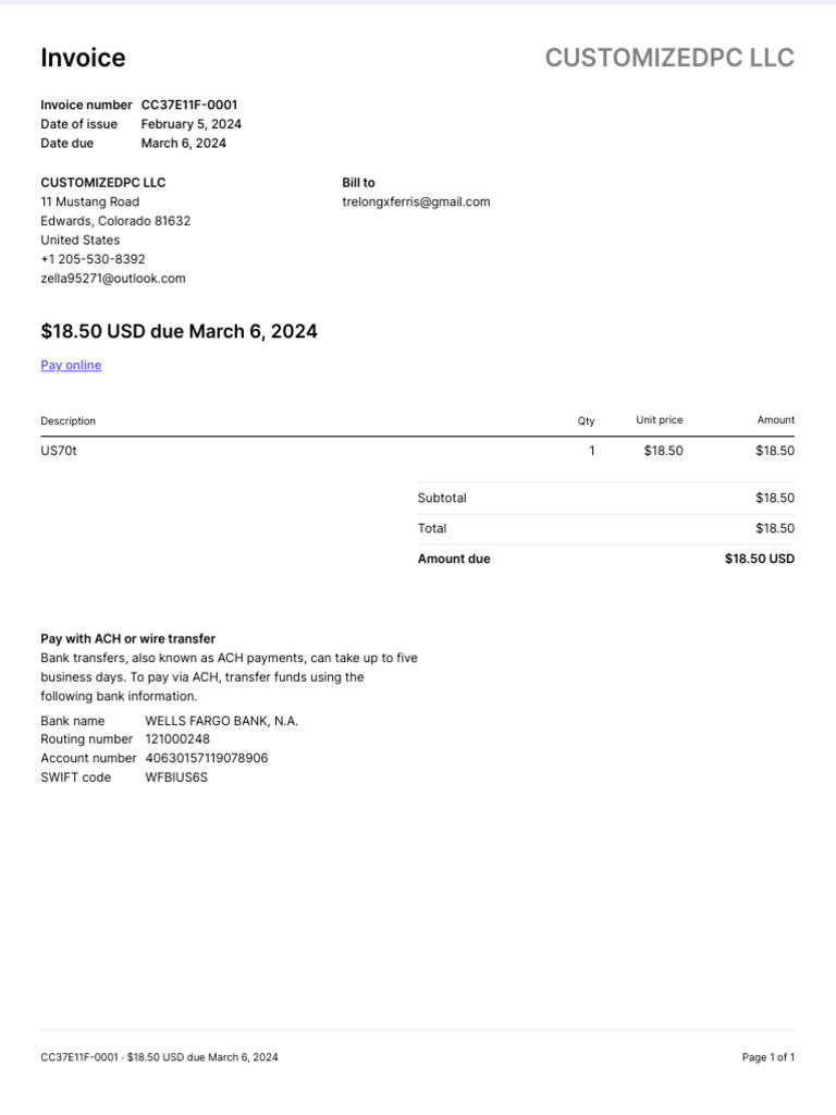 Invoice CC37E11F 0001 | PDF