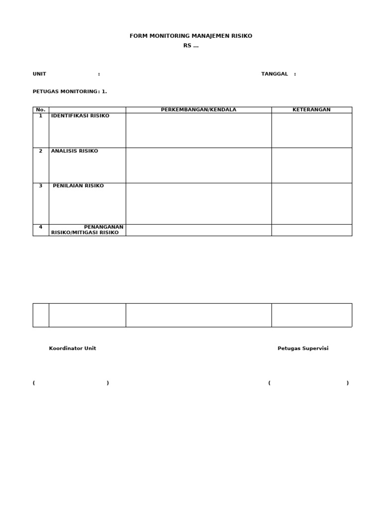 Form Monitoring Manajemen Risiko | PDF