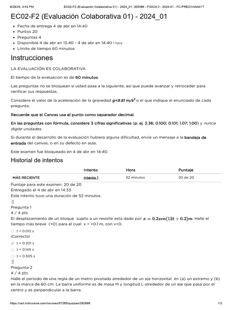 EC02-F2 (Evaluación Colaborativa 01) FÍSICA II | PDF