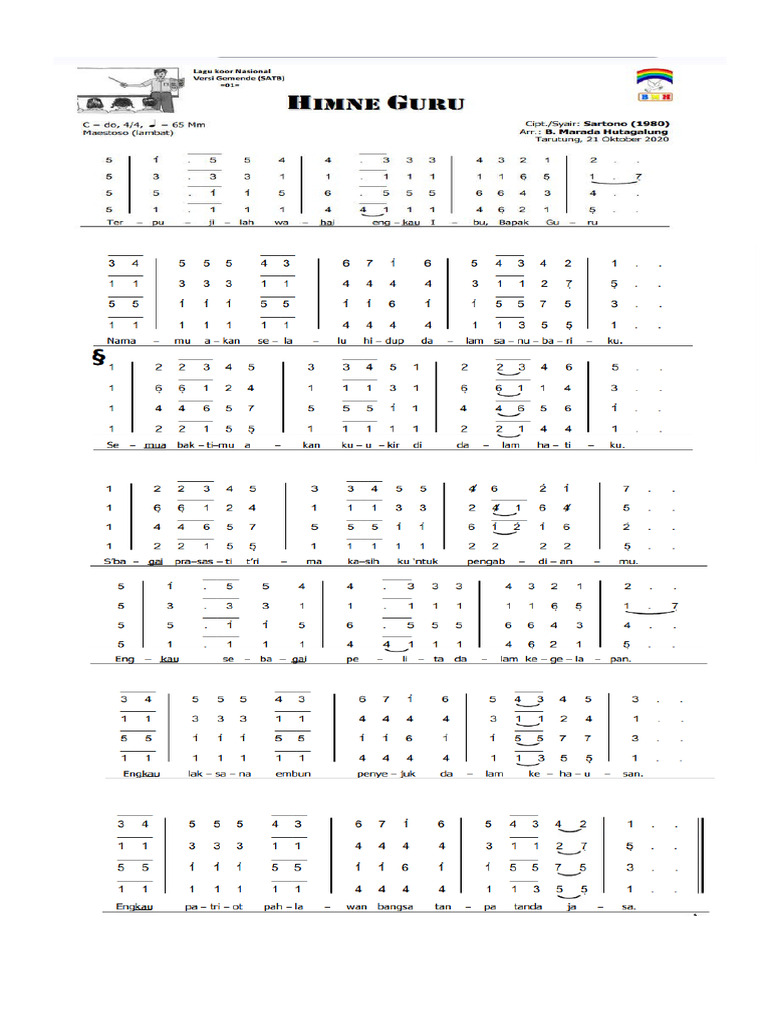 Partitur Himne Guru | PDF
