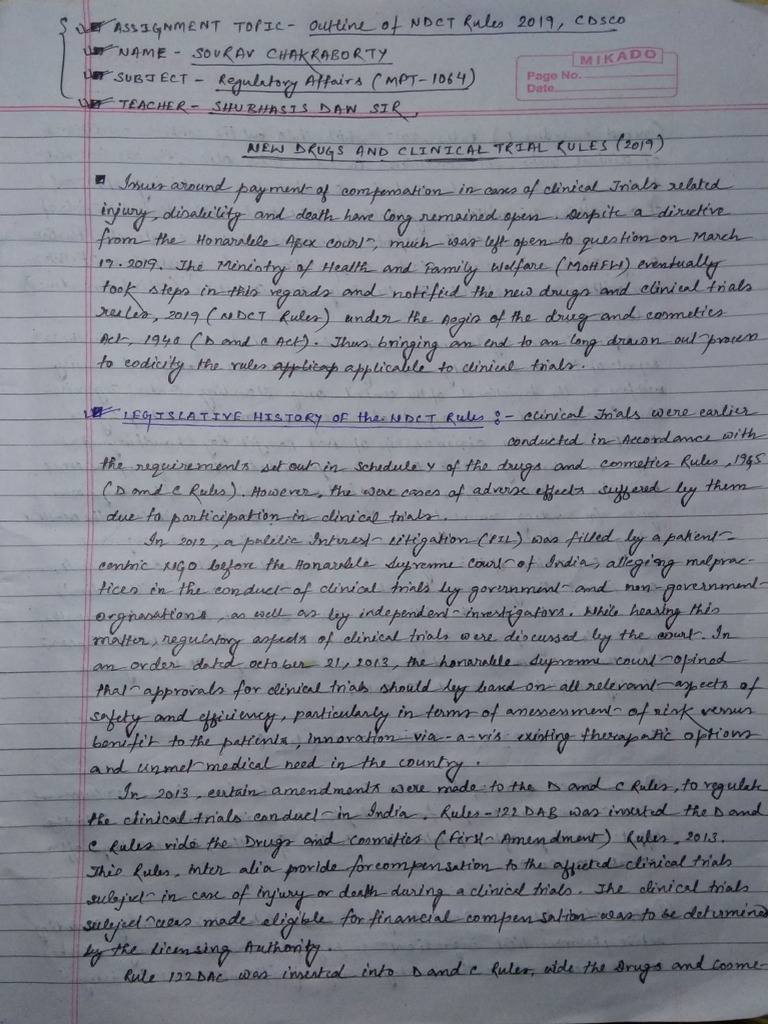 Outline of NDCT Rules 2019, CDSCO | PDF