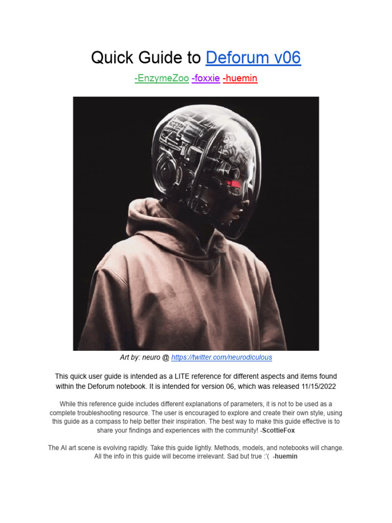 Quick Guide To Deforum v06 | PDF