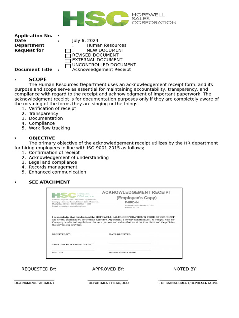 Acknowledgement Receipt | PDF