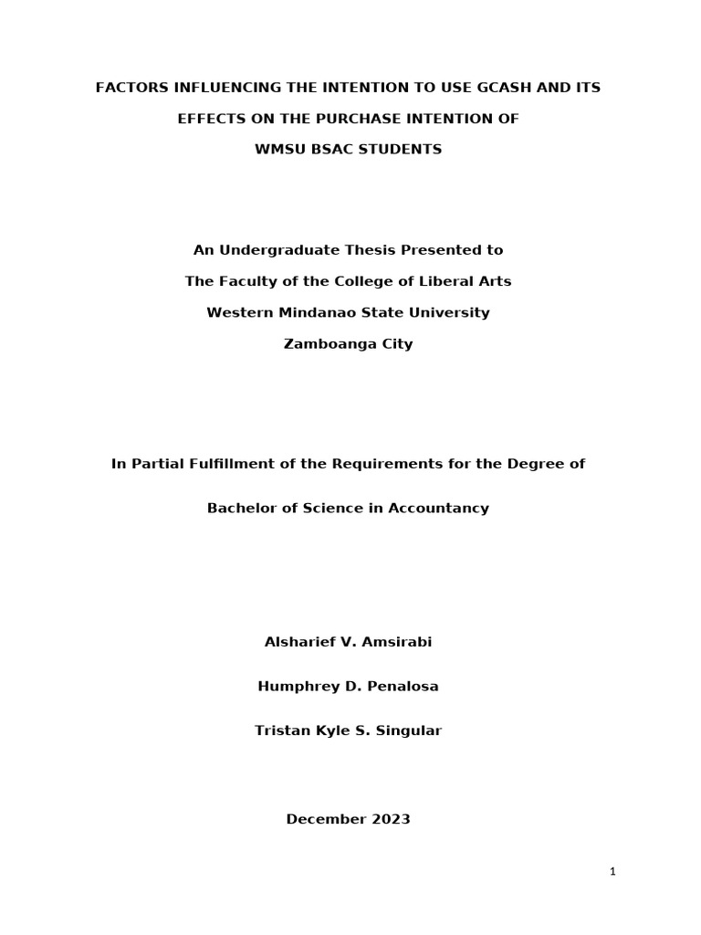 Factors Influencing The Intention To Use Gcash Final | PDF