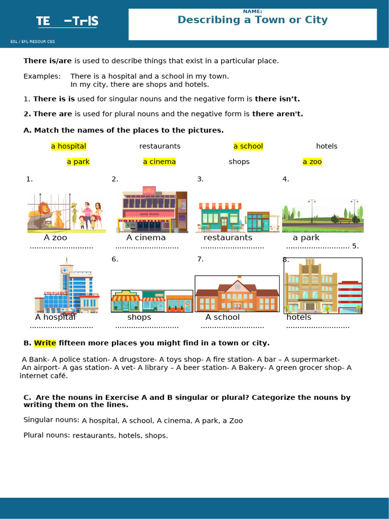 Describing A Town or City Interactive Worksheet | PDF