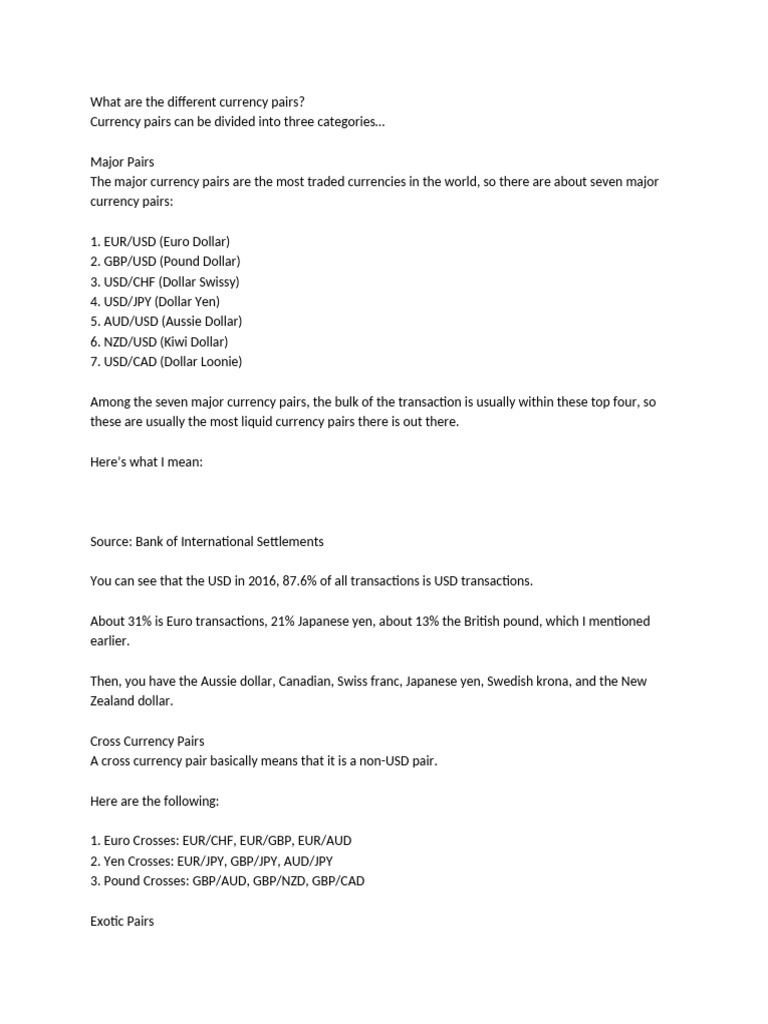FOREX 2. What Are The Major Currency Pairs | PDF | Language Arts & Discipline