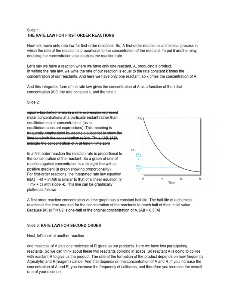 First-Order and Second-Order Reaction Rate Laws | PDF | Reaction Rate ...
