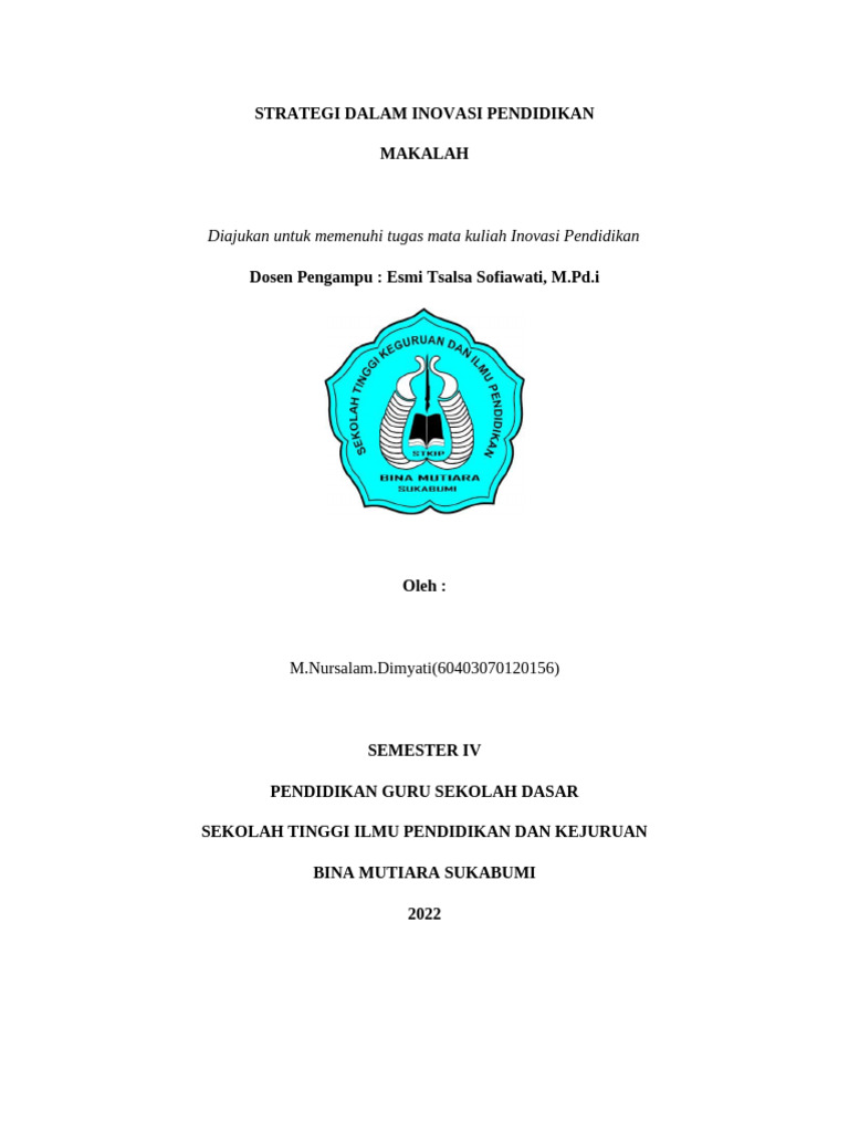 INOVASI PENDIDIKAN Nursalam | PDF