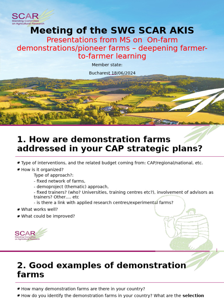 SCAR - SWG - AKIS - 6th - Mandate - MS Template Demonstration Farms | PDF