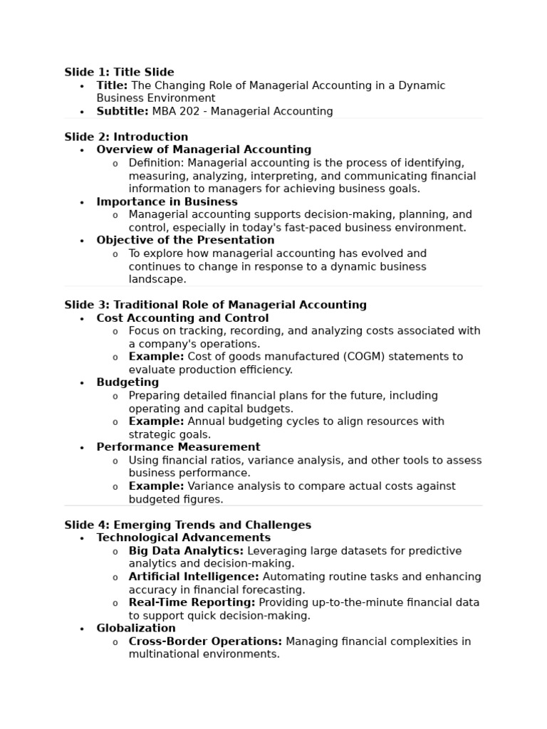 Evolving Role of Managerial Accounting | PDF | Management Accounting ...
