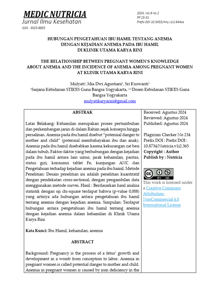 Hubungan Pengetahuan Ibu Hamil Tentang Anemia | PDF | Sains & Matematika