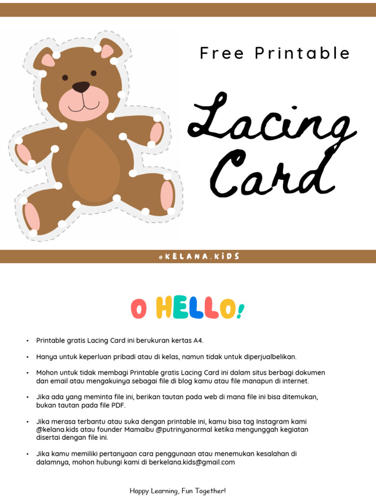 Free Printable Lacing Card | PDF