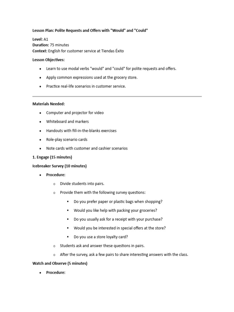 Lesson Plan Polite Expressions | PDF