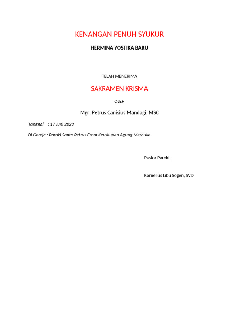 Kartu Kenangan Krisma | PDF