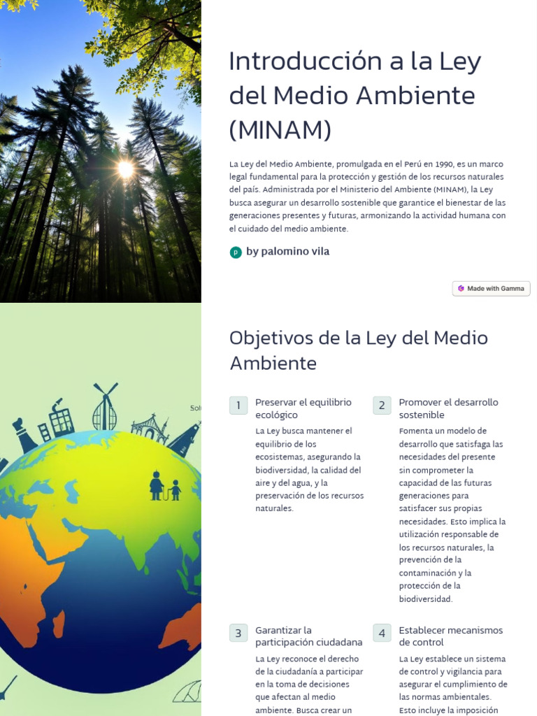Introduccion A La Ley Del Medio Ambiente MINAM | PDF