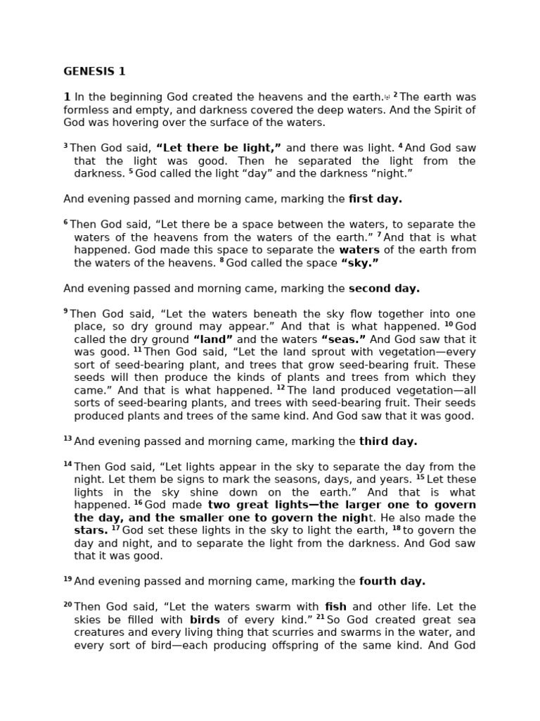 Bible 1 Genesis 1 | PDF