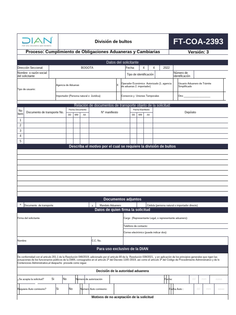 Ft-Coa-2393 Separacion Bultos | PDF