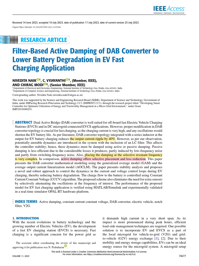 Filter-Based Active Damping of DAB Converter To Lower Battery ...