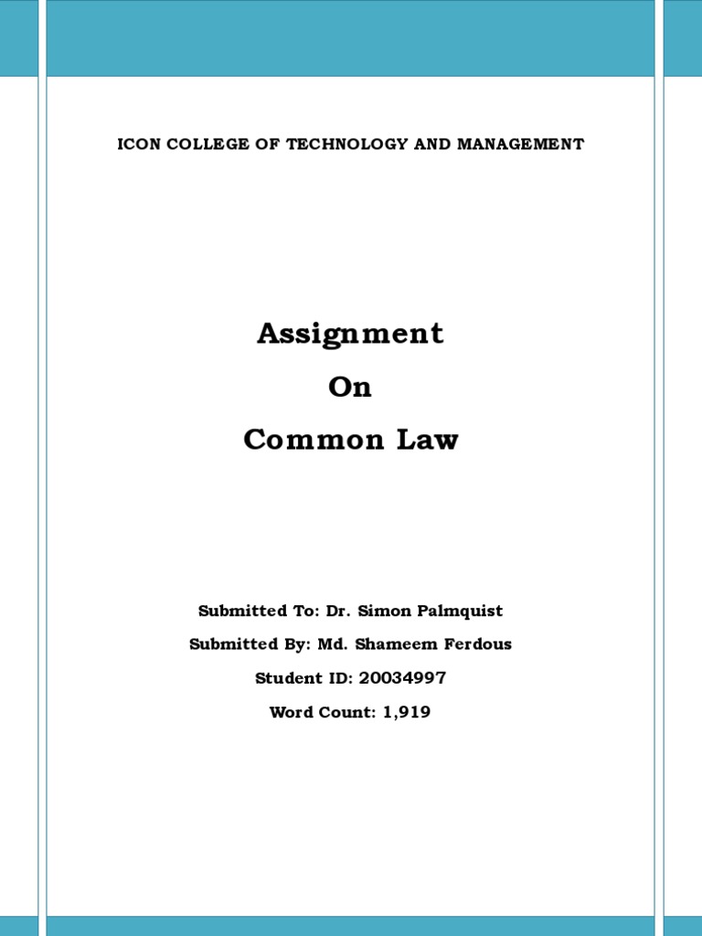 Common Law Assignment | PDF | Negligence | Duty Of Care
