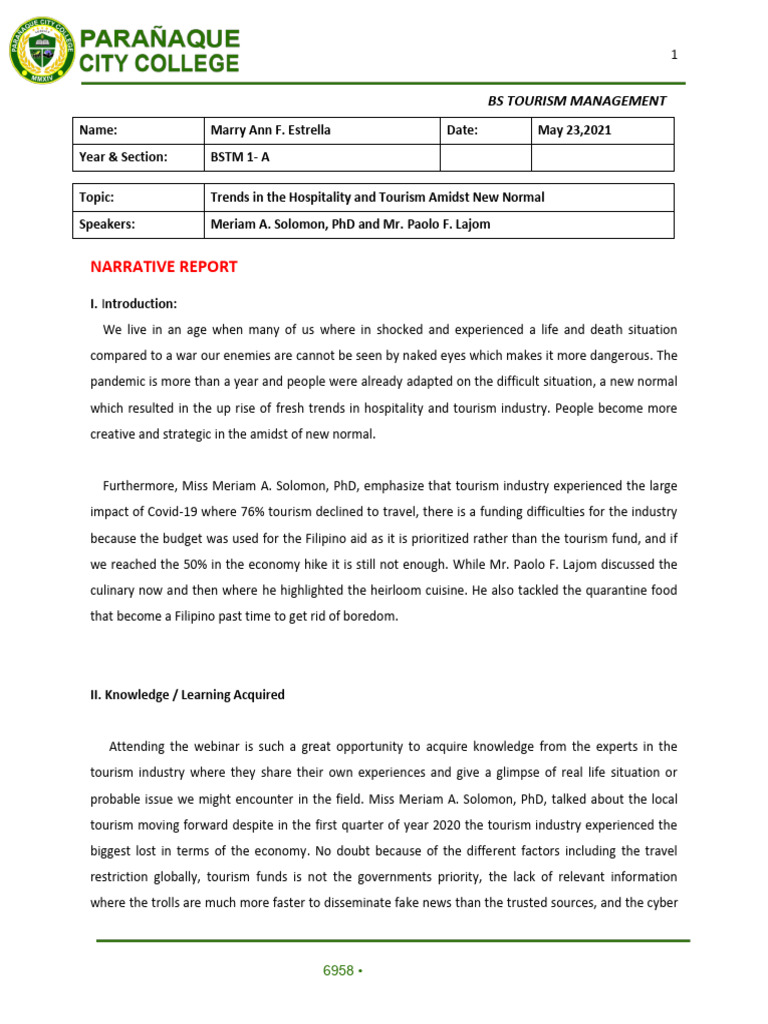 Reflection - Narrative Report | PDF