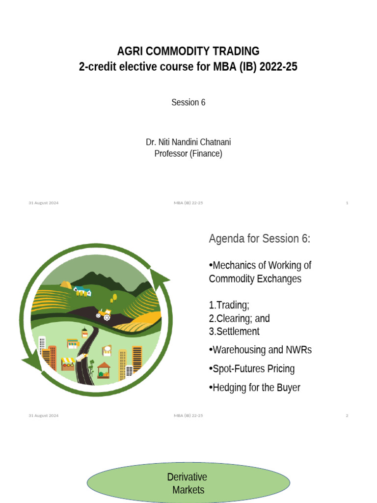 Agri Commodity Trading 2-Credit Elective Course For MBA (IB) 2022-25 | PDF