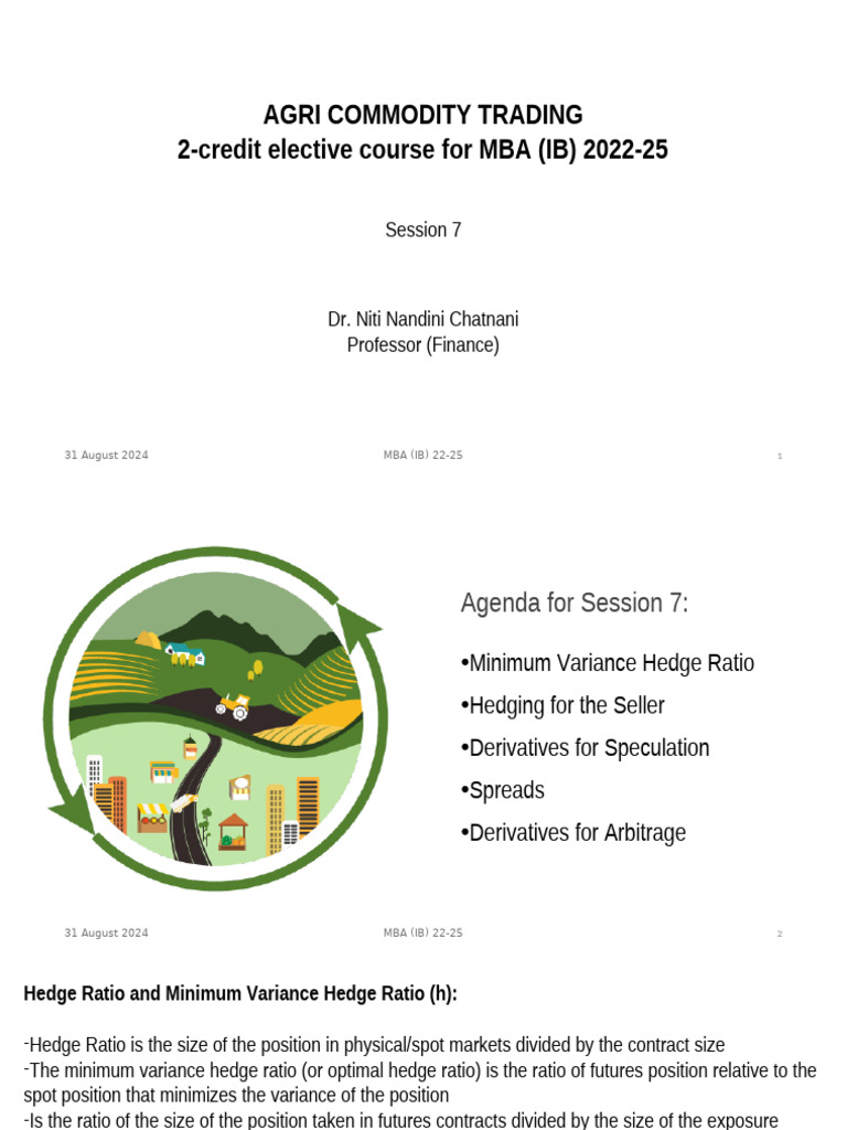 Agri Commodity Trading 2-Credit Elective Course For MBA (IB) 2022-25 | PDF