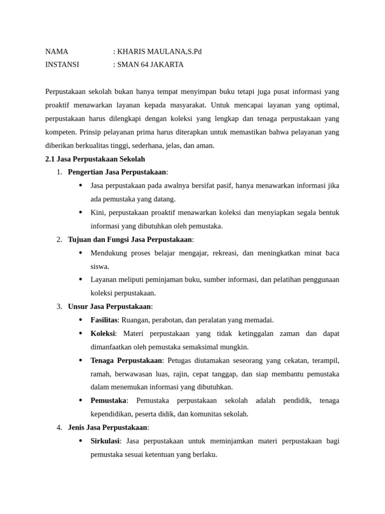 Ringkasan Jasa Perpustakaan Dan Sumber Informasi | PDF