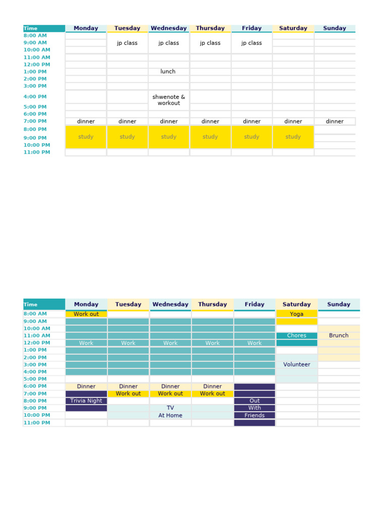 Weekly Schedule Template | PDF