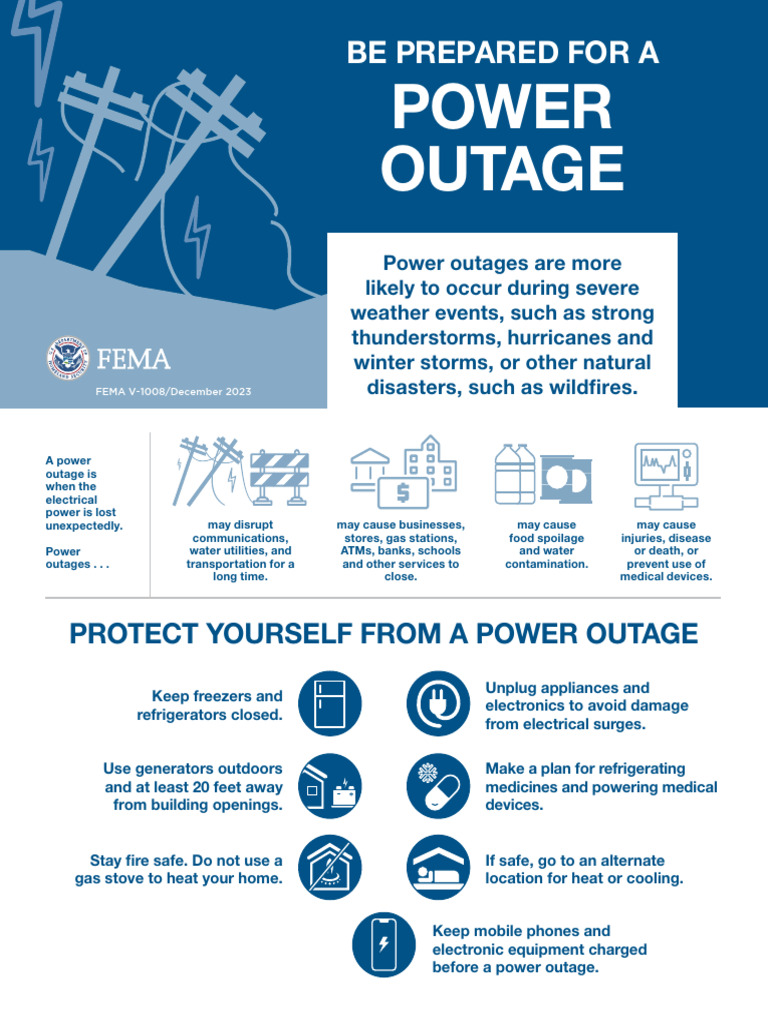 Ready - Gov - Power Outage - Hazard Info Sheet | PDF | Refrigerator | Stove