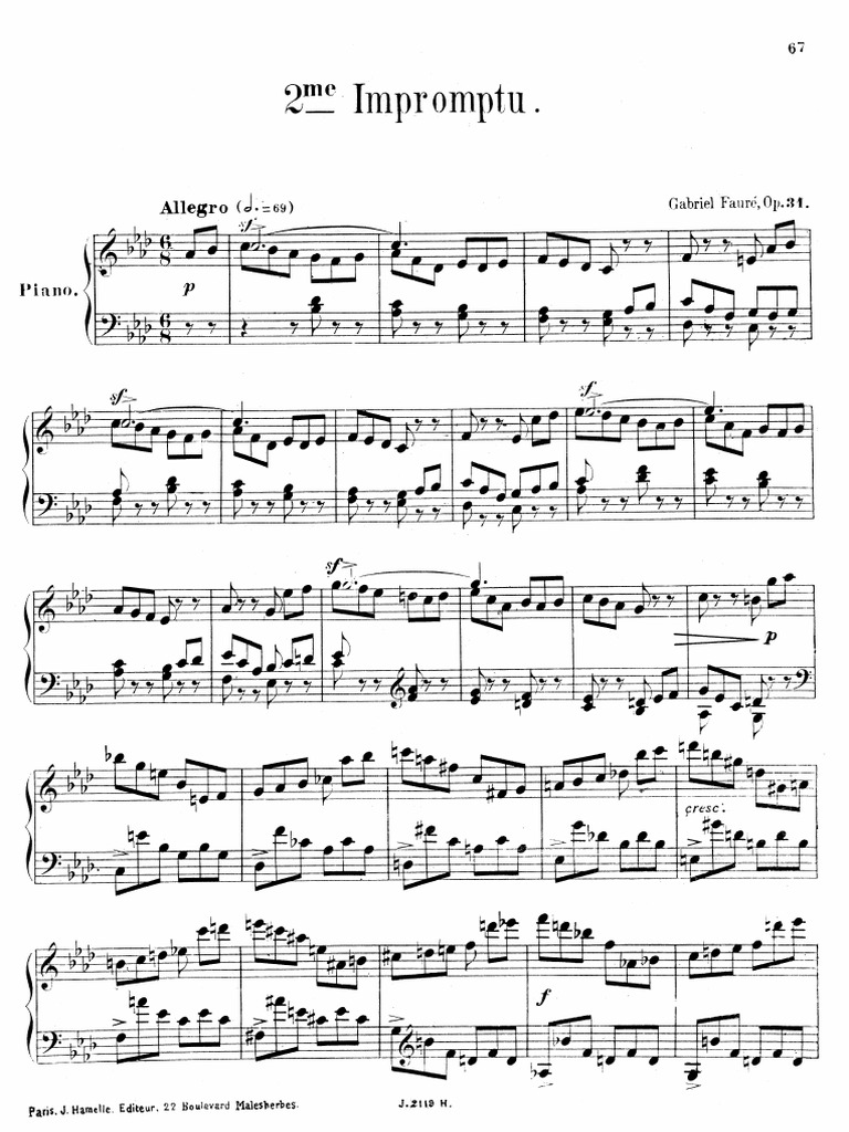Fauré - Impromptu Op.31 No.2 | PDF