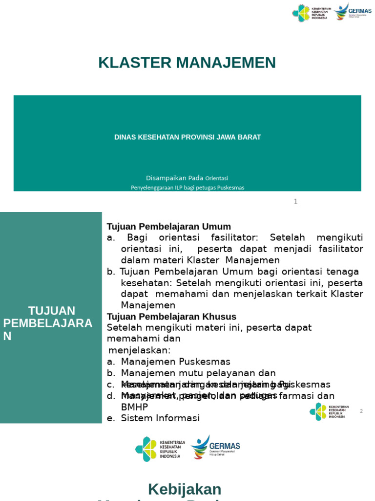 Klaster 1 Manajemen - Kab Bandung | PDF