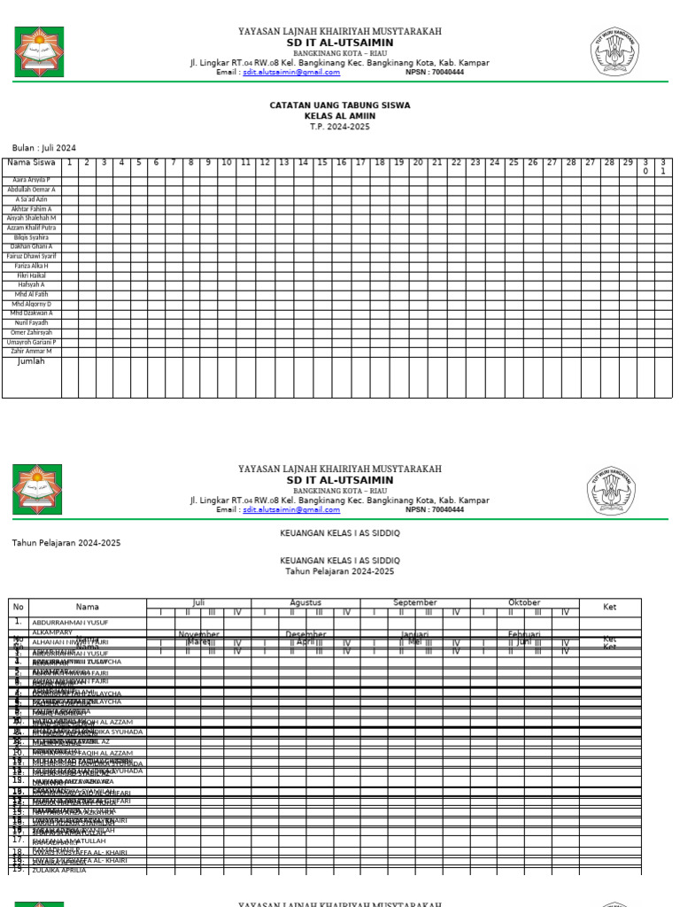 Rekap Uang Tabungan Per Minggu | PDF