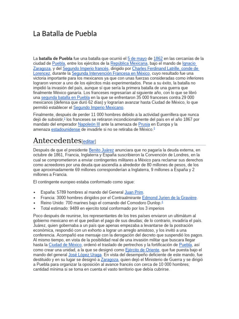 Batalla de Puebla: Victoria Mexicana 1862 | PDF | Militar