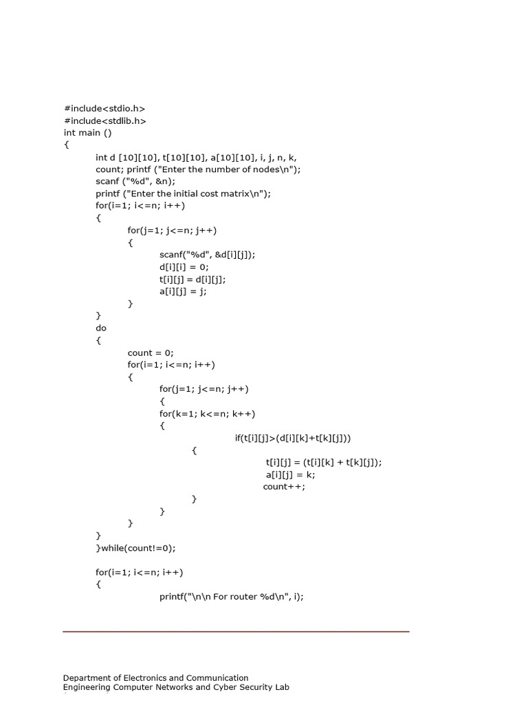 Distance Vector Algorithm Implementation | PDF | Computing | Computer ...