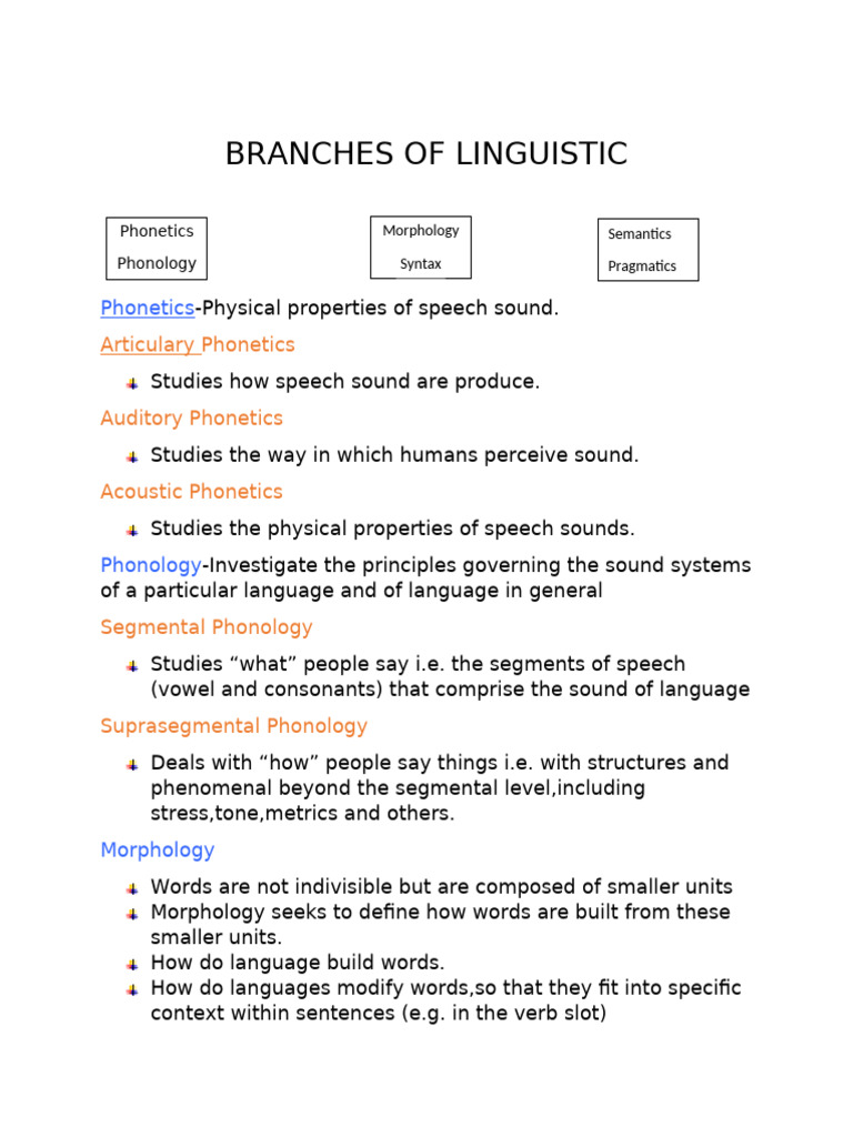 Branches of Linguistic | PDF