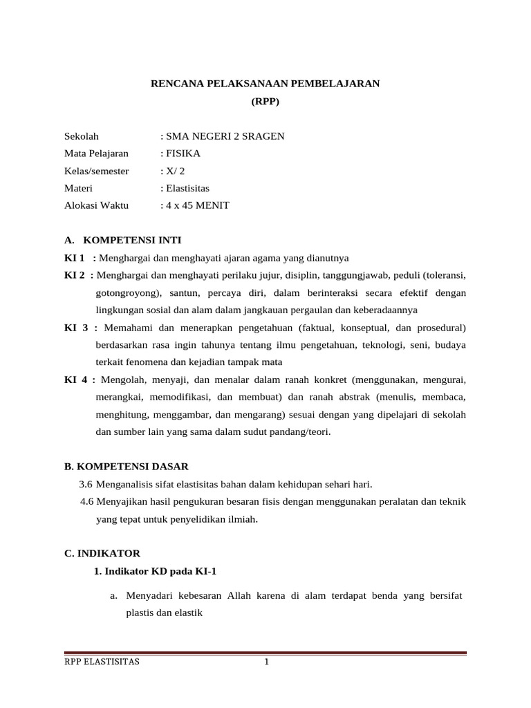RPP Elastisitas | PDF