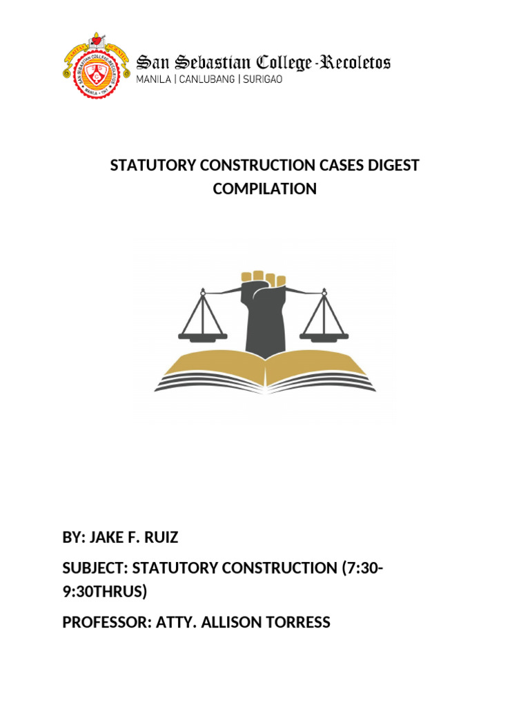 Statutory Construction Cases Digest Compilation | PDF