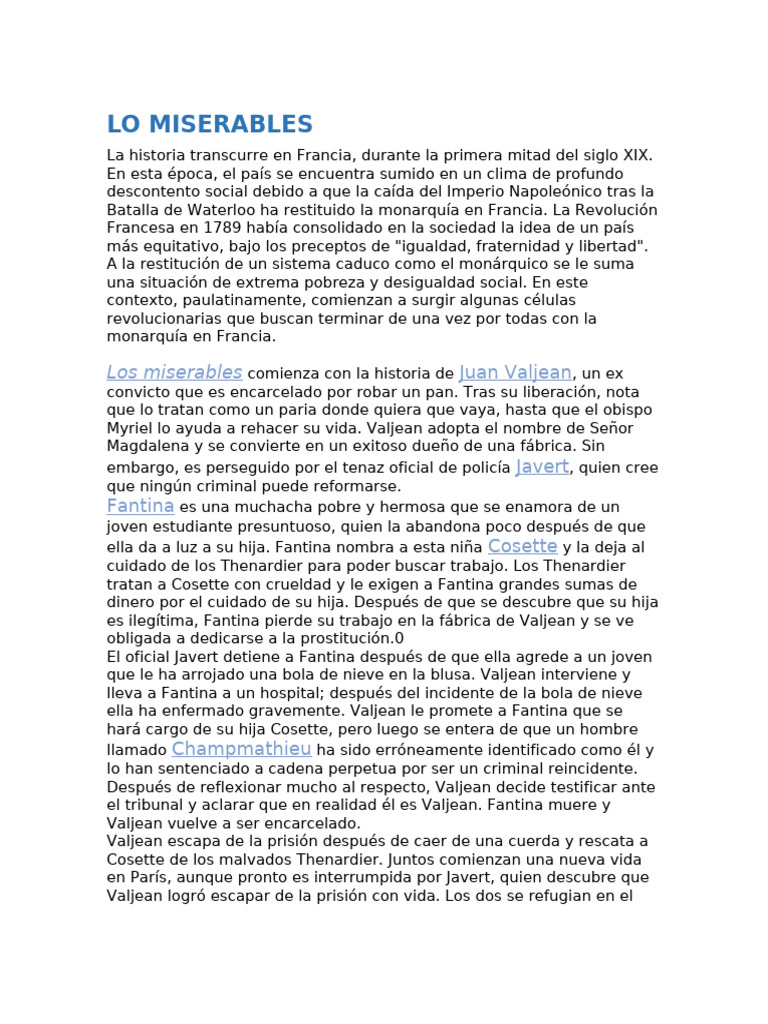 Los Miserables Argumento | PDF