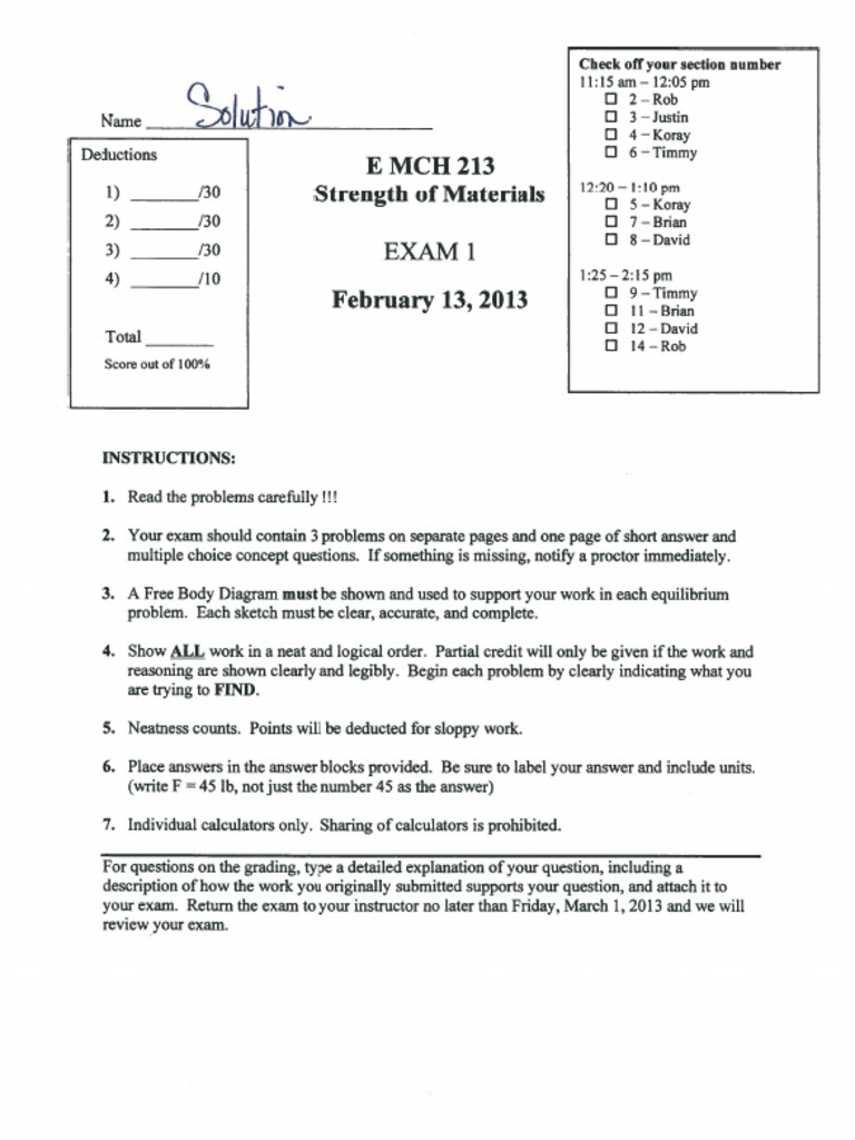 Exam 1 Sample Key | PDF