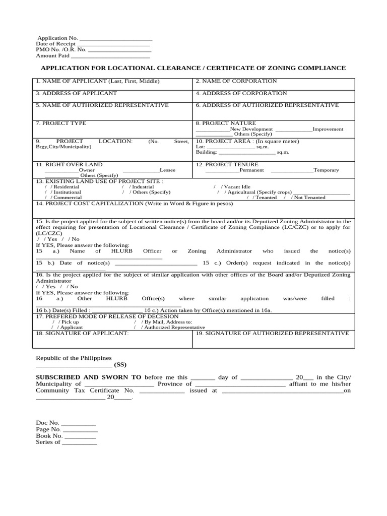 Application For Locational Clearance | PDF