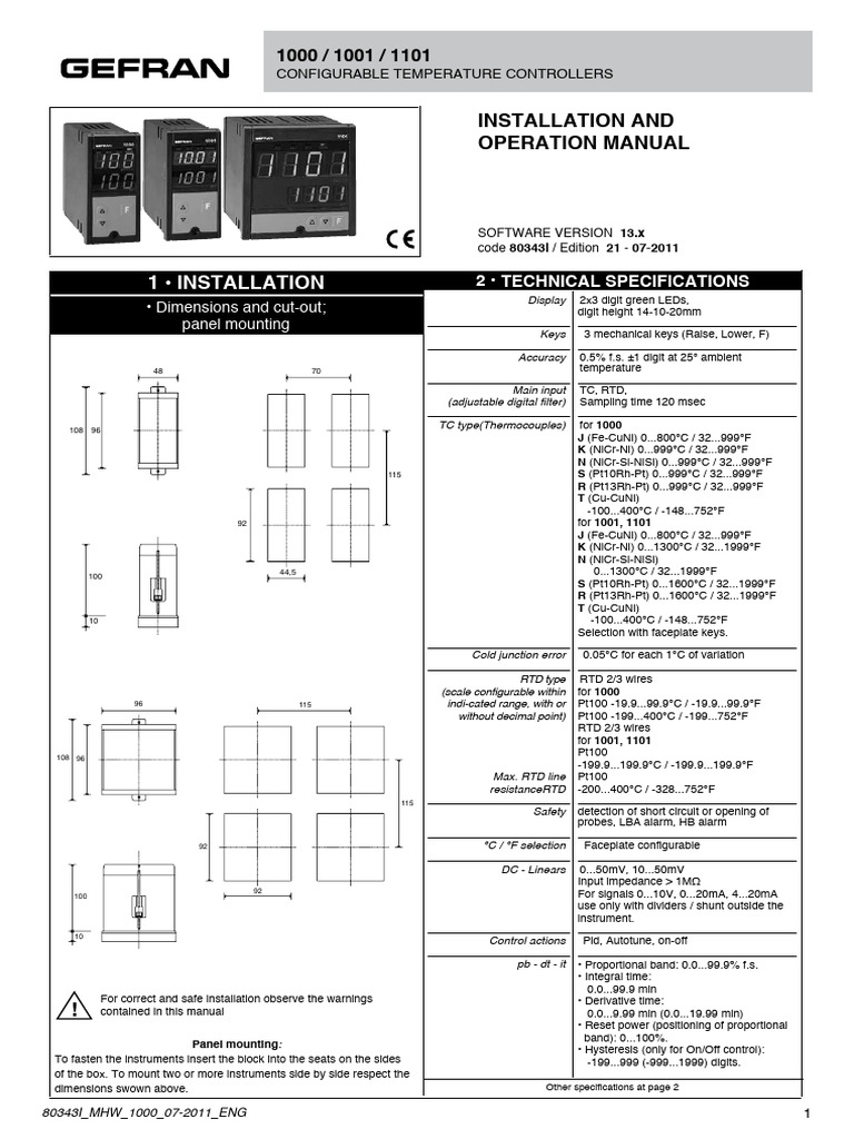 Gefran Temperature Controller | PDF