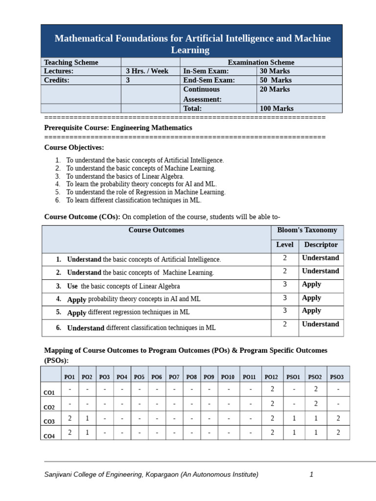 Mathematical Foundation For AI & ML | PDF