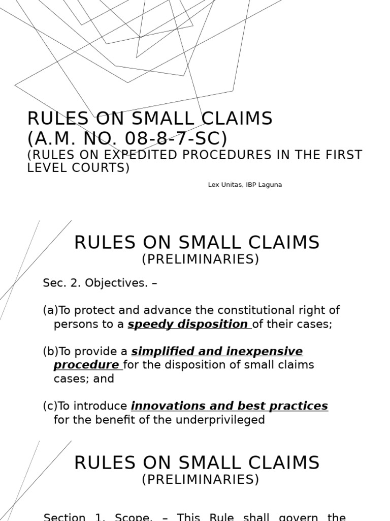 Rules On Small Claims | PDF