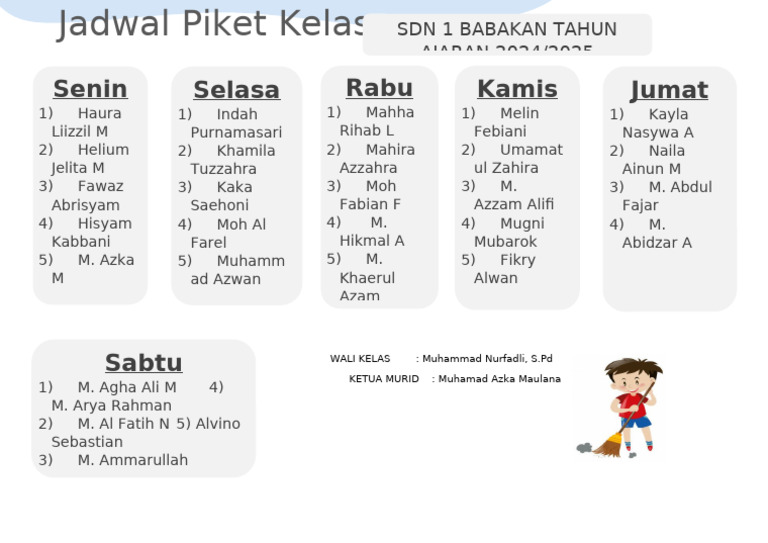 JADWAL PIKET 5B 2425 Agustus | PDF